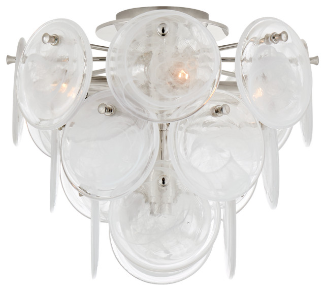 Loire Medium Tiered Flush Mount in Polished Nickel with Clear Strie ...