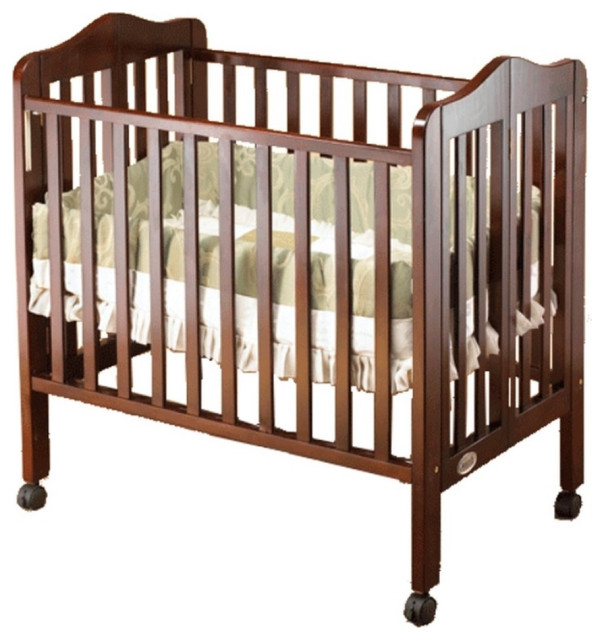 Orbelle Noa Three Level Modern Solid Wood Mini Portable Crib in Cherry ...