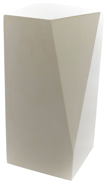 Midcentury 24" White Facet Pedestal Table, Geometric Block Square Tall ...