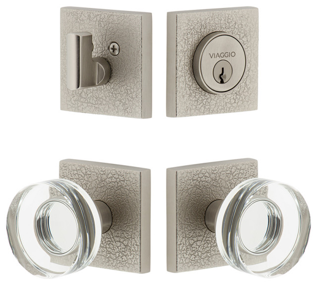 Quadrato Leather Rosette, Circolo Crystal Knob And Deadbolt, 2.75 ...