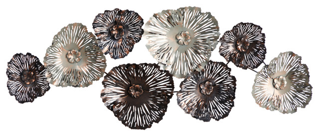 5' x 2' Floating Metal Floral Design Metal Wall Art Decor ...