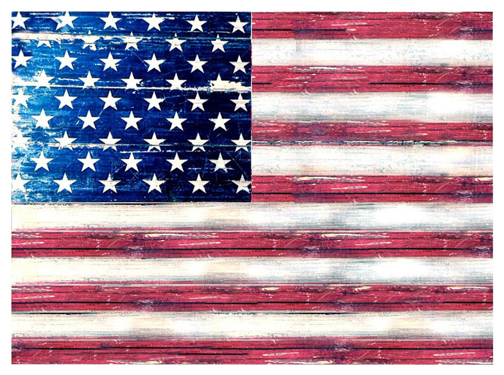 American Flag Wooden Block - Contemporary - Outdoor Wall Art - by G ...
