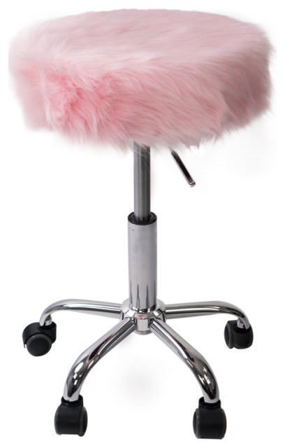 Momo Faux Fur Vanity Stool Accent Chair - Contemporary - Vanity Stools ...