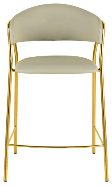 Luxe Cream Vegan Leather Counter Stools - Set of 2, Belen Kox ...