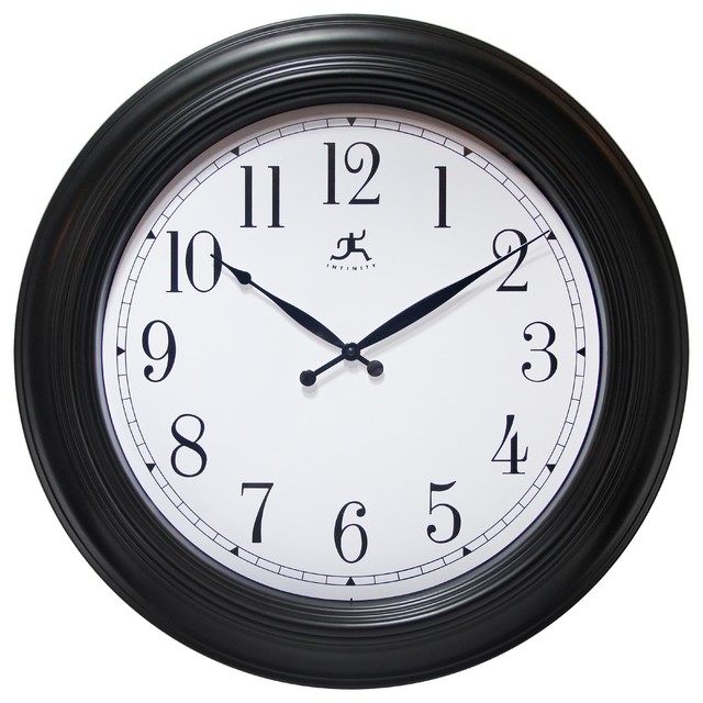 24 inch Black Wall Clock; The Classic by Infinity Instruments ...
