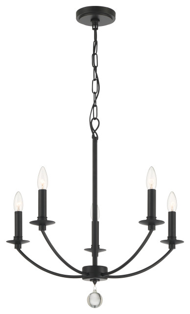 Crystorama MIL-8005-BK Mila 5 Light Chandelier, Black - Transitional - Chandeliers - by ...