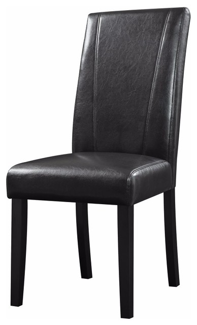 Leather High-Back Contemporary Parson Dining Chair, Black, Set of 2 ...