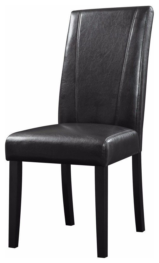 Leather High-Back Contemporary Parson Dining Chair, Black, Set of 2 ...