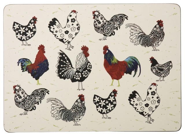 Large Rooster Placemats, Set of 4 - Farmhouse - Placemats - by Ulster ...