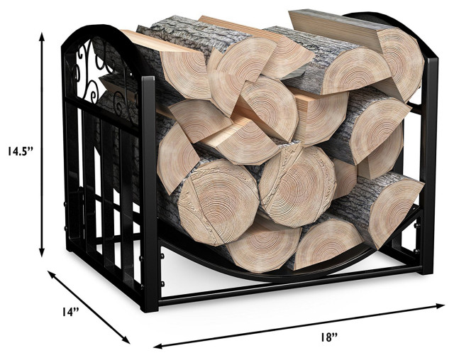 Firewood Rack Holder With Decorative Scroll Design Metal Log Storage ...