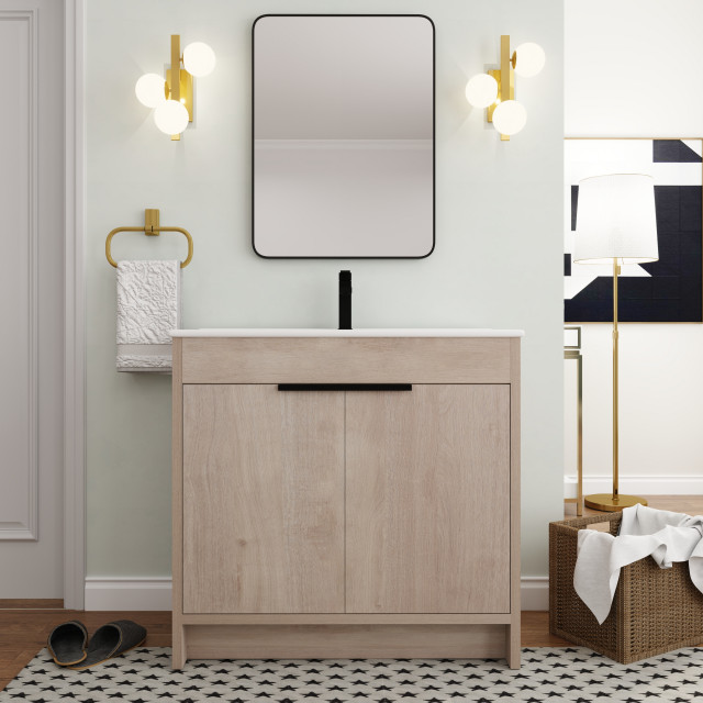 BNK Bathroom Vanity With Adjustable Shelf(KD-PACKING), 36 ...