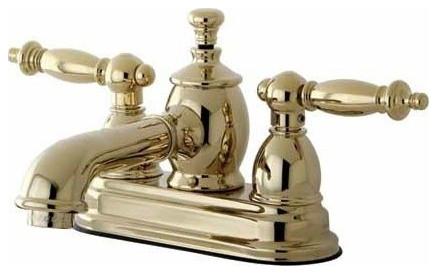 4" Centerset Lavatory Faucet, Heritage Spout, Metal Lever Handle ...