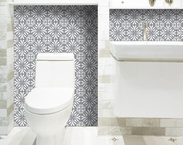 5" X 5" Gray And White Spire Peel And Stick Removable Tiles ...