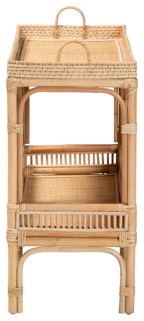 Lombok Modern Bohemian Natural Brown Rattan Console Table - Tropical ...