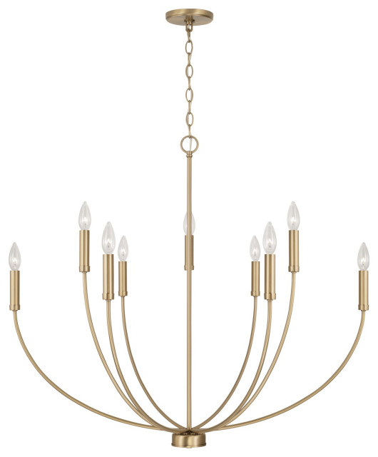 Ansley Nine Light Chandelier in Aged Brass - Transitional - Chandeliers ...