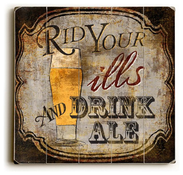Drink Ale Wooden Sign, 30x30 - Contemporary - Novelty Signs - by ...