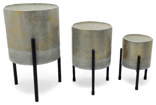 Ambre Metal Table Top Planters S3 - Contemporary - Indoor Pots And ...