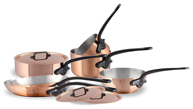 Mauviel M'150CI 1.5mm Copper 9-Piece Cookware Set With Cast Iron ...