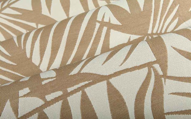 Palm Frond Outdoor Upholstery Fabric in Cocoa Tan - Tropical - Outdoor ...
