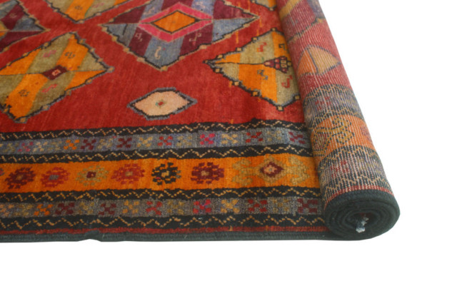 Fine Vintage Distressed Jamile Red/Orange Rug, 3'9x7'0, 3'9x7'0 ...