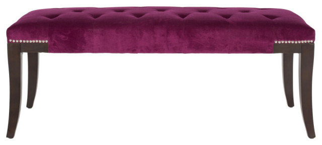 Riley Bench Silver Nailheads Plum - Contemporary - Upholstered Benches ...