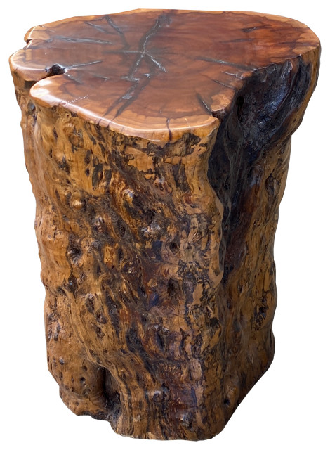 Raw Wood Rough Grain Finish Irregular Shape Short Stool Table Hcs7538 ...