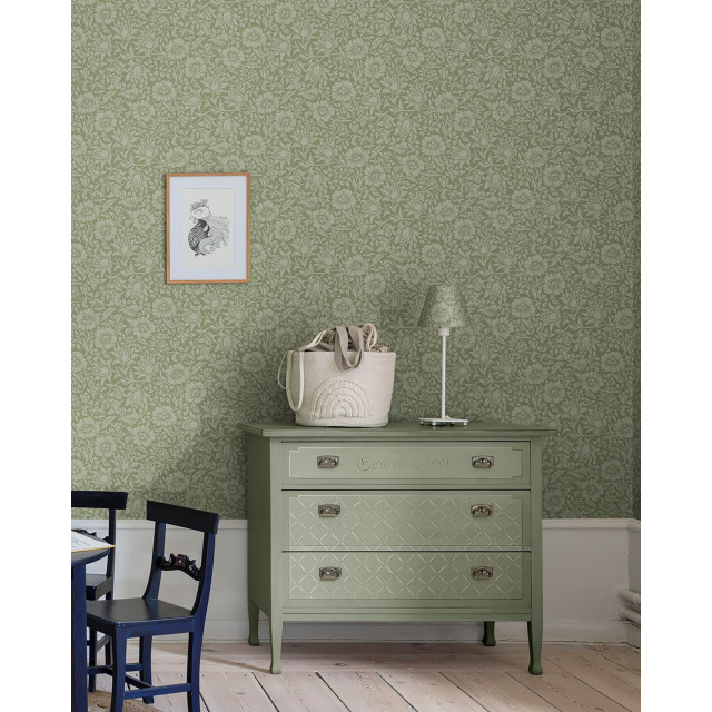 Mallow Green Floral Vine Wallpaper, Bolt - Contemporary - Wallpaper ...