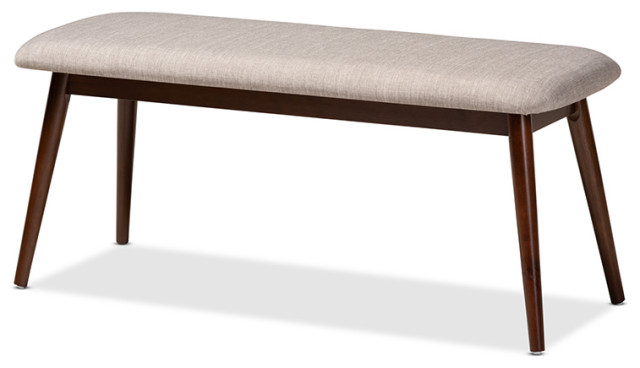 Flora Mid-Century Modern Light Gray Walnuted Wood Dining Bench ...