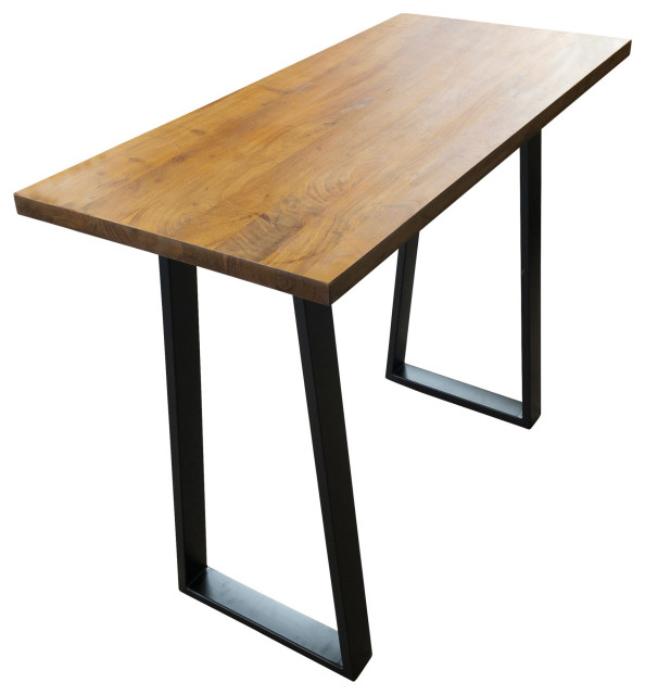 Acacia Wood 51" High Top Bar Pub Table - Contemporary - Indoor Pub And ...