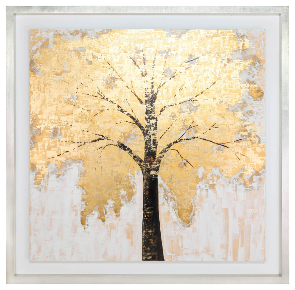 71X71, Hand Painted Autumn Gold Leaf Tree, 71x3x71 inches ...