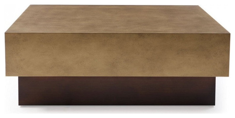 Xeni Modern Metal and Antique Copper Coffee Table - Transitional ...