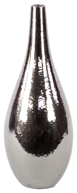 Modish and Elegant Tear Drop Design Ceramic Vase Small In Silver, Small ...