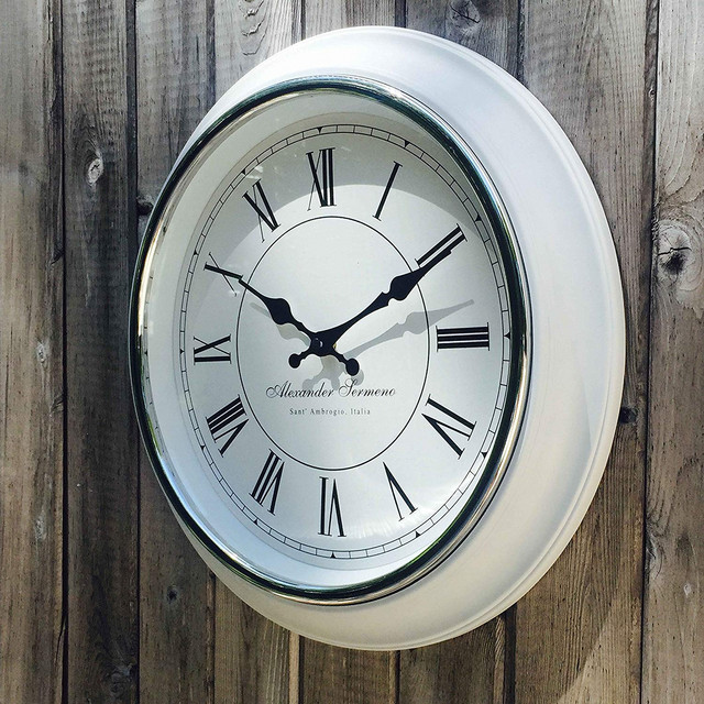 Classic White Wall Clock, 15 3/4 Inches Diameter - Transitional - Wall ...