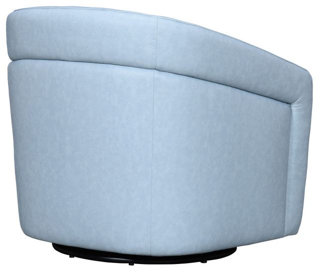 Desi Sky Blue Leather Swivel Accent Chair - Contemporary - Armchairs ...