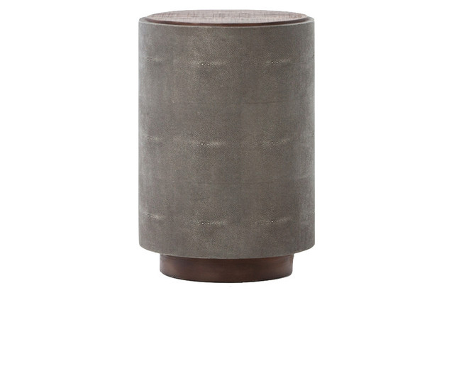Crosby Reclaimed Wood Round Faux Shagreen Side Table - Transitional ...