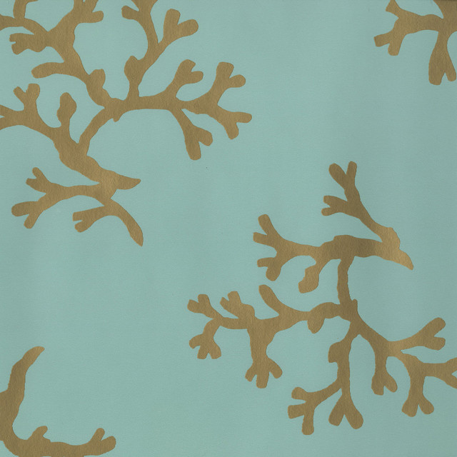 Emme Turquoise Coral Wallpaper, Sample - Beach Style - Wallpaper - by ...