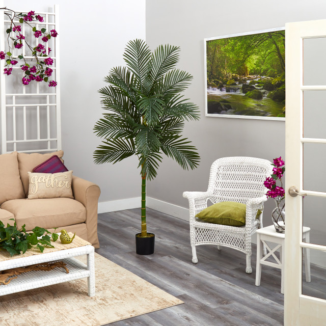 7' Golden Cane Artificial Palm Tree - Modern - Artificial Plants And ...