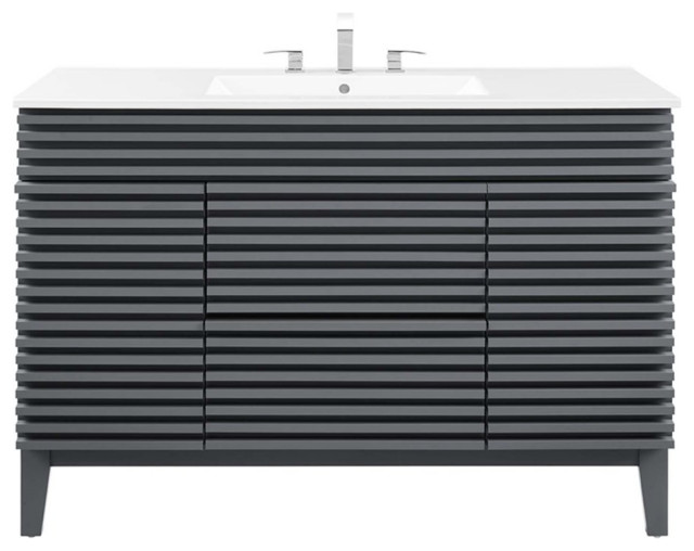 Modway Render 48" Plastic and Wood Single Sink Bathroom Vanity in Gray ...