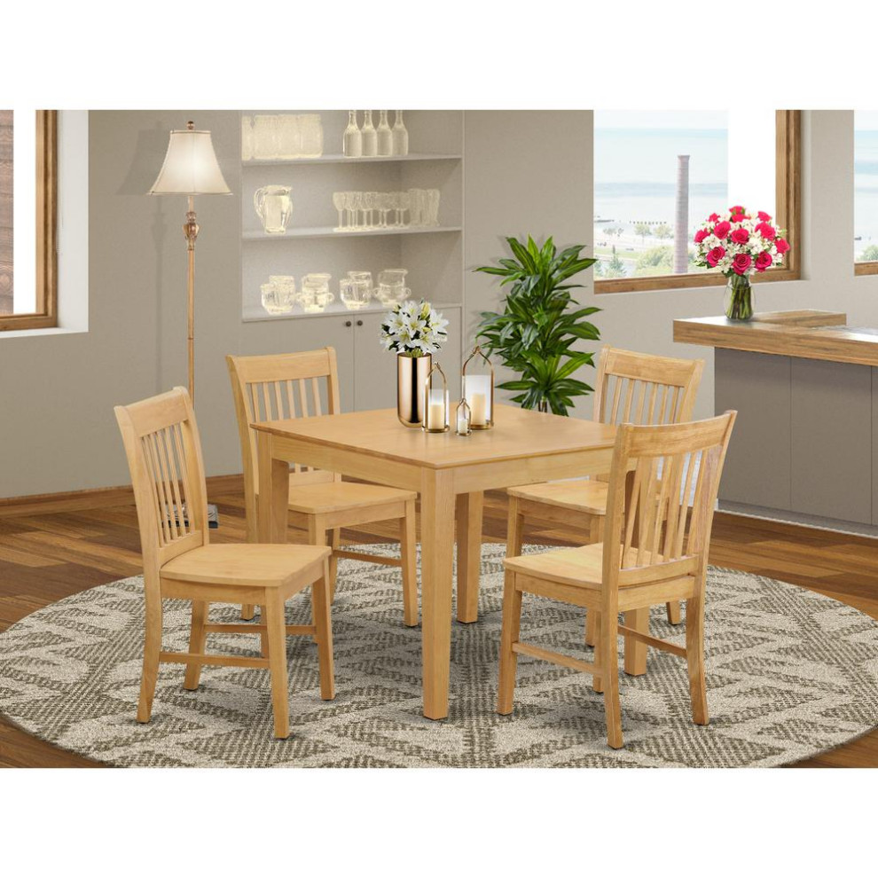 5-Piece Kitchen Table Set, a Table, 4 Dining Chairs, Mahogany ...