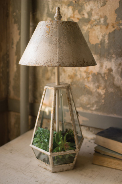 Kalalou Ccg1462 Terrarium Lamp With Metal Shade - Farmhouse - Table ...