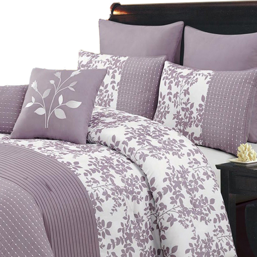 Bliss 100% Polyester 8PC Floral Bedding Set, Full - Contemporary ...