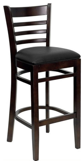 Pemberly Row Modern / Contemporary 31" Ladder Back Bar Stool in Walnut ...