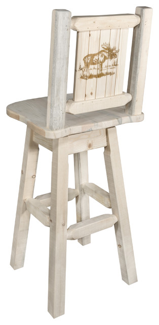 Homestead Counterstool & Swivel With Laser Engraved Moose - Rustic ...