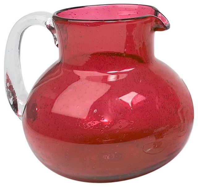 Artland Iris Ruby Seeded Glass Pitcher, 90 Ounce - Contemporary ...