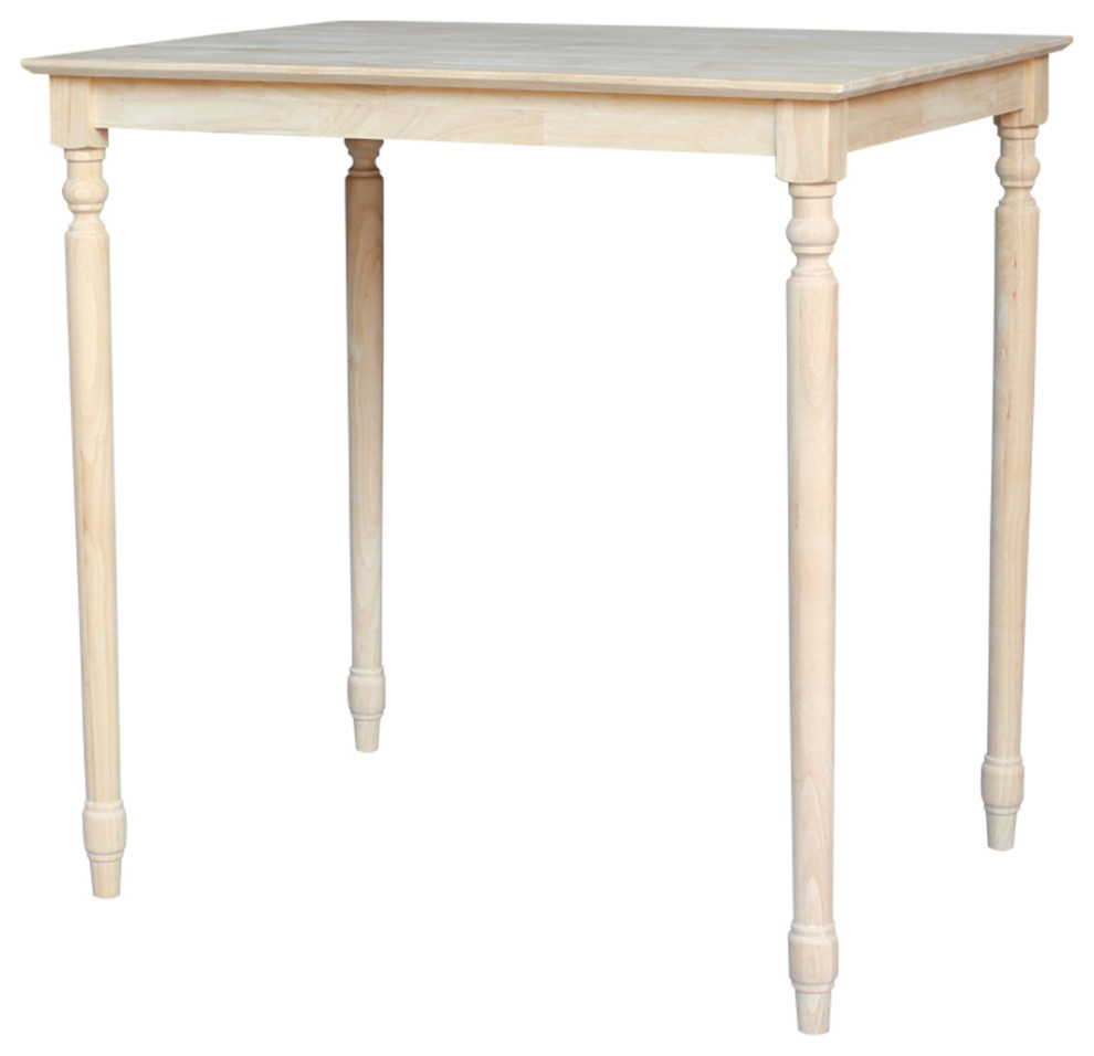 Solid Wood Top Table - Turned Legs, 42 Inch High - Traditional - Dining ...