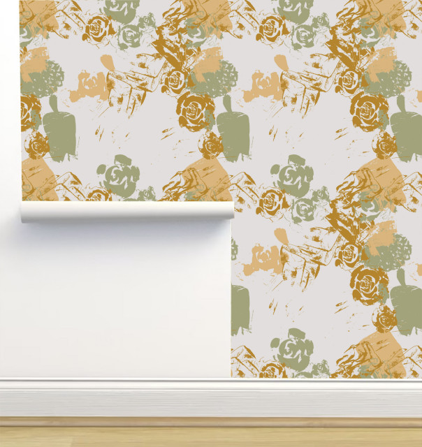 Abstract Roses Tan Wallpaper by Monor Designs, Sample 12"x8 ...
