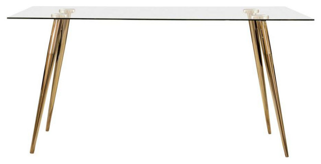 Gilman Rectangle Glass Top Dining Table - Contemporary - Dining Tables ...