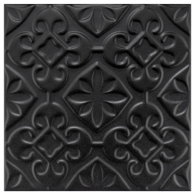 Triplex Valverde Black Ceramic Wall Tile - Contemporary - Wall And ...