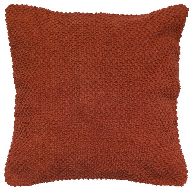 Rust Orange Nubby Textured Modern Throw Pillow - Contemporary ...