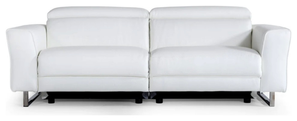 Bertie Italian Modern White Leather Sofa With Electric Recliners ...
